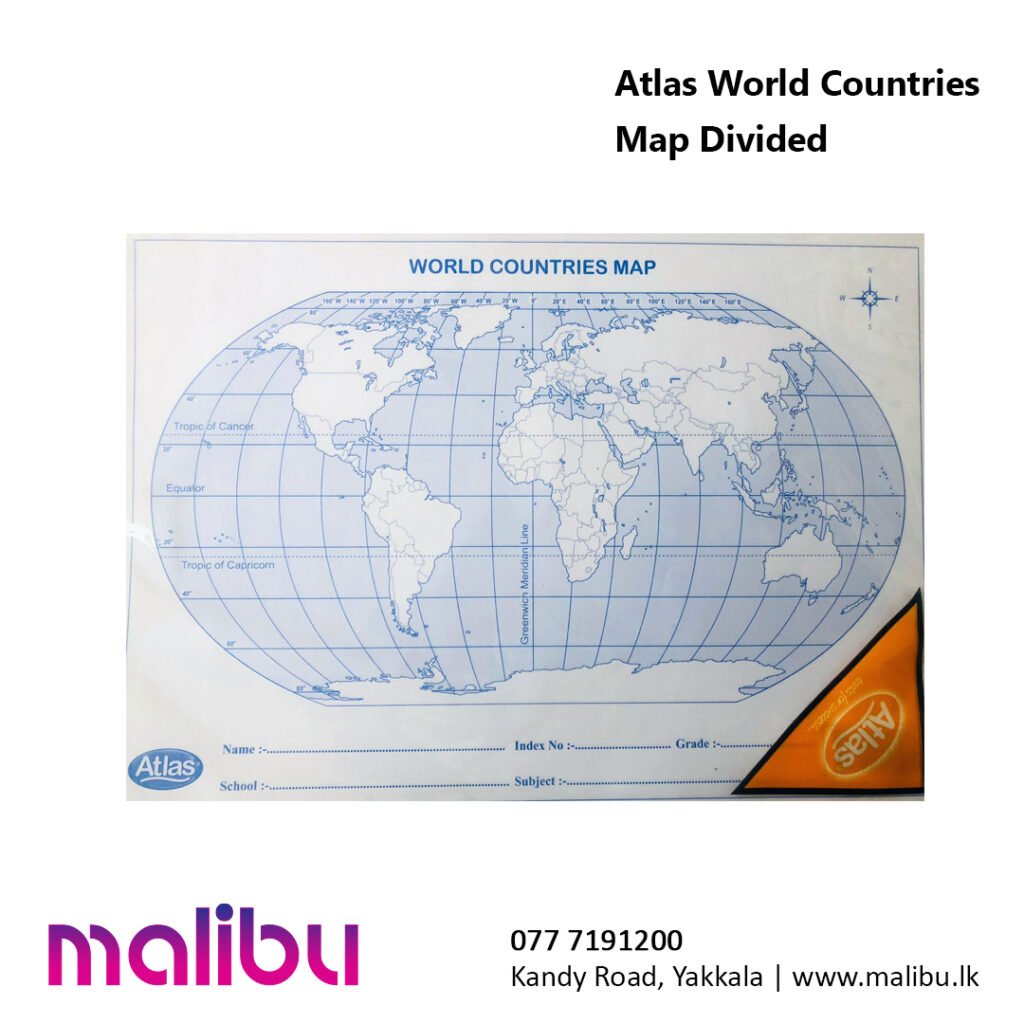 Atlas World Countries Map Divided – Malibu.lk – Stationery Store